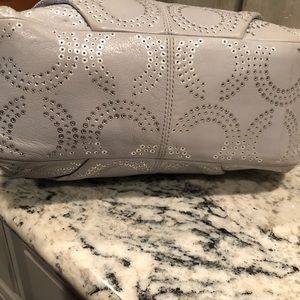 Coach | Bags | Coach Bag Light Grey Leather And Silver | Poshmark